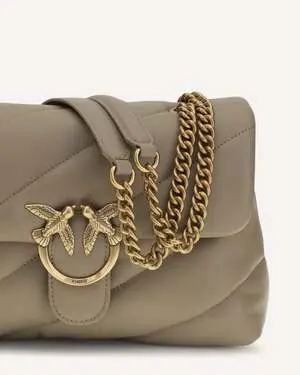 Pinko Love Classic Leather Shoulder Bag - Grey