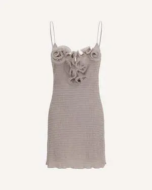 Magda Butrym Crêpe Mini Dress With Floral Appliqués - Beige