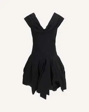 Magda Butrym Midi Dress With Draped Shawl Collar