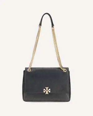 Tory Burch Charlie Shoulder Bag In Grained Leather - Black