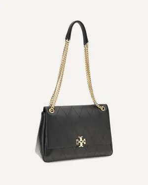 Tory Burch Charlie Shoulder Bag In Grained Leather - Black