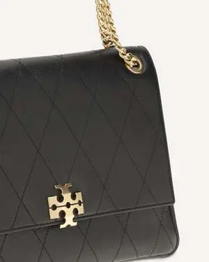 Tory Burch Charlie Shoulder Bag In Grained Leather - Black