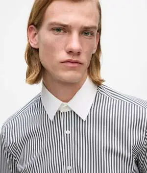 Karl Lagerfeld Contrast Collar Striped Shirt