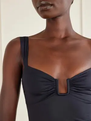 AWAY THAT DAY Cannes Embellished Gathered Swimsuit - Black