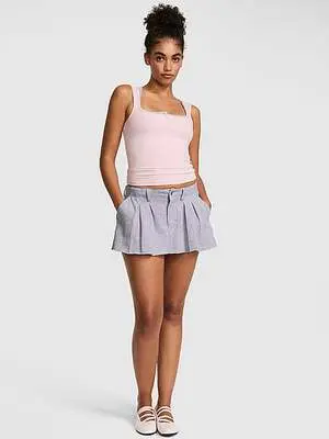 Pink Campus Fleece Pleated Skort - Grey