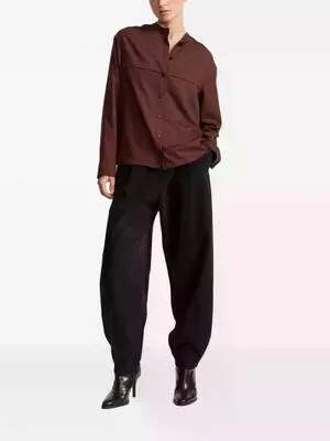 YVES SALOMON Leather-trimmed Wool Shirt