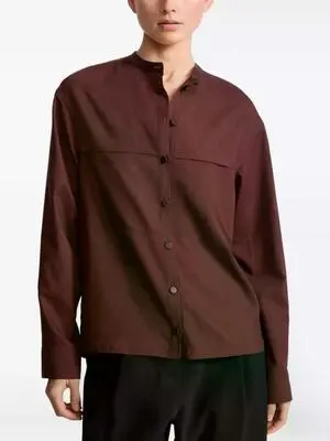 YVES SALOMON Leather-trimmed Wool Shirt