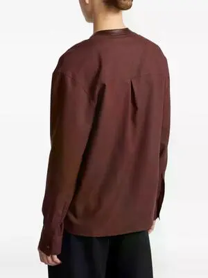 YVES SALOMON Leather-trimmed Wool Shirt