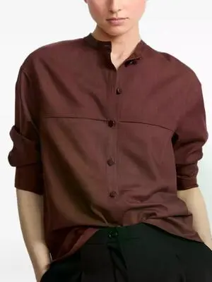 YVES SALOMON Leather-trimmed Wool Shirt