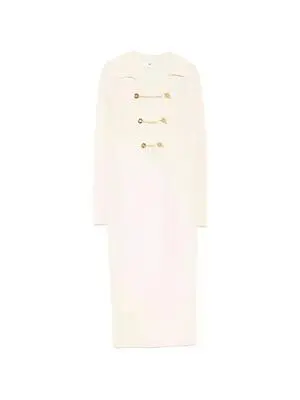 Elisabetta Franchi Knit Dress With Jewel Chains - Neutrals
