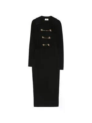 Elisabetta Franchi Ribbed Knit Midi Dress With Toggle Fastening - Black