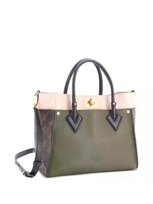 LOUIS VUITTON On My Side Leather With Monogram Canvas Mm Tote Bag - Green