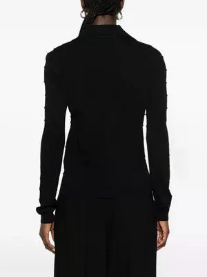 Max Mara Bobble-knit V-neck Polo Sweater