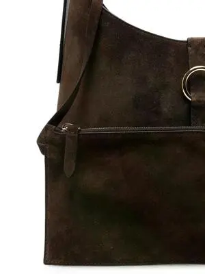 Strathberry Bar Detail Suede Shoulder Bag - Brown