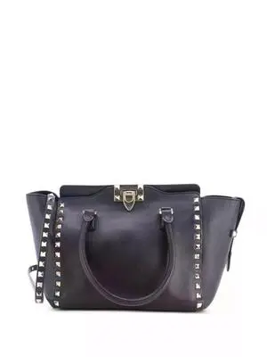 Valentino Garavani Rockstud Rigid Leather Small Tote Bag - Black