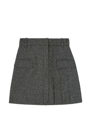GANNI Suiting Mini Skirt With Belt Loops And Pleated Detail - Grey