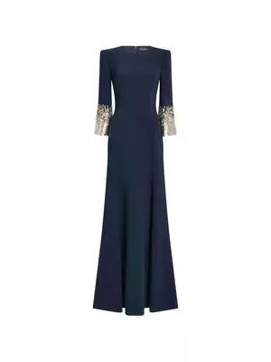 Jenny Packham Anita Dress With Ornate Sleeves - Blue