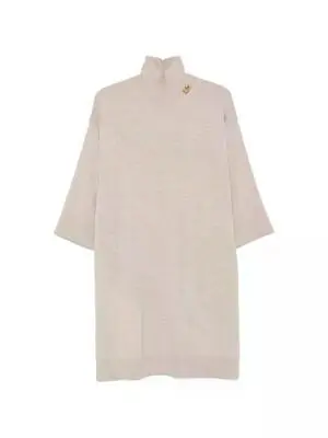 Fabiana Filippi Brooch Detail Mini Knit Dress - Neutrals
