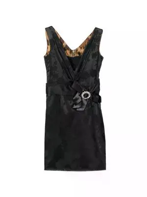 Dolce & Gabbana Floral-damassé Crystal-embellished Mini Dress - Black