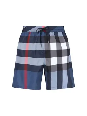 Burberry Check Swimwear - Blue