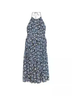 Ulla Johnson Sleeveless Floral Print Gathered Midi Dress - Blue