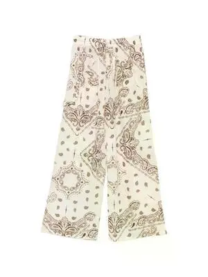 VENUJA Paisley Print Drawstring Wide Leg Trousers