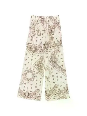 VENUJA Paisley Print Drawstring Wide Leg Trousers