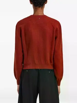 FERRAGAMO Leather-appliqué Cut-out Crew Neck Sweater - Red