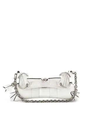 Gucci Horsebit Chain Vertical Quilted Leather Small Shoulder Bag - White