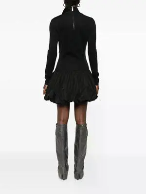 Off-White High-neck Puff-skirt Mini Dress