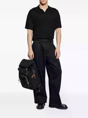 FRAME Short-sleeve Knitted Polo Shirt - Black
