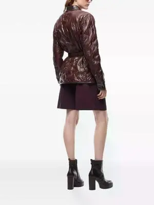 Pinko Quilted High-shine Belted Jacket - Brown