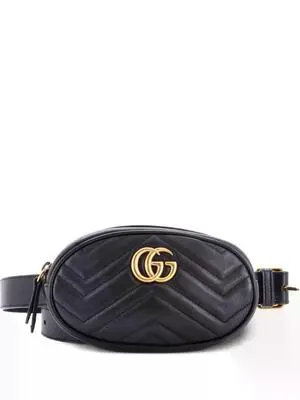 Gucci Gg Marmont Matelassé Leather Belt Bag - Black