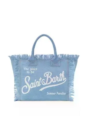MC2 SAINT BARTH Vanity Frayed Denim Tote Bag - Blue