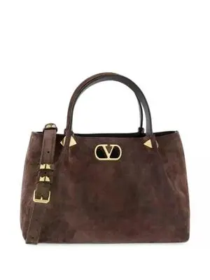 Valentino Garavani Small Shopping Bag With Maxi Studs - Brown