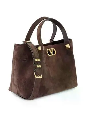 Valentino Garavani Small Shopping Bag With Maxi Studs - Brown