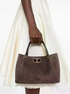 Valentino Garavani Small Shopping Bag With Maxi Studs - Brown