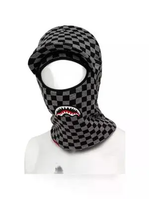 SPRAYGROUND Check Pattern Balaclava With Shark Embellishment