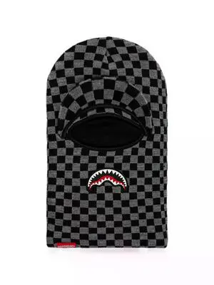 SPRAYGROUND Check Pattern Balaclava With Shark Embellishment