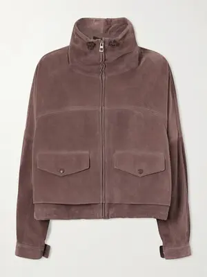 Loewe Anagram Embroidered Suede Jacket - Brown