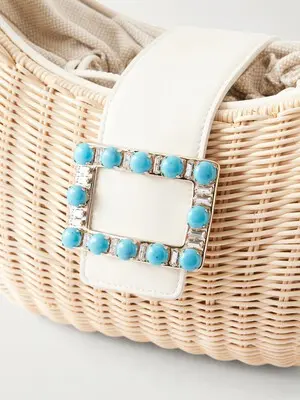 ROGER VIVIER Embellished Raffia Shoulder Bag