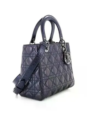 Dior Lady Macrocannage Crinkled Calfskin Medium Satchel Bag