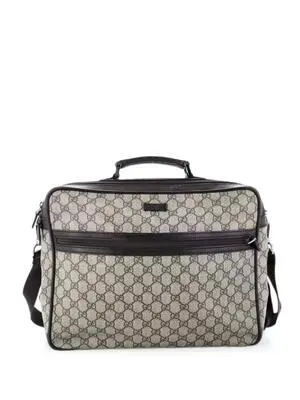 Gucci Front Zip Camera Bag Gg Coated Canvas Large Crossbody Bag