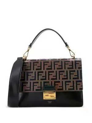 Fendi Kan U Zucca Embossed Leather Medium Shoulder Bag