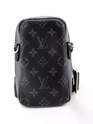 LOUIS VUITTON Double Phone Pouch Nm Reverse Monogram Eclipse Canvas Crossbody Bag - Black