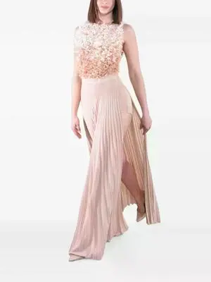 Elisabetta Franchi 3d-petals Pleated Maxi Dress