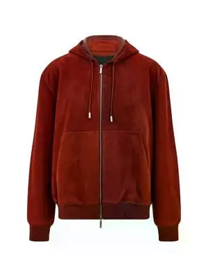 FERRAGAMO Suede Blouson With Hood - Red
