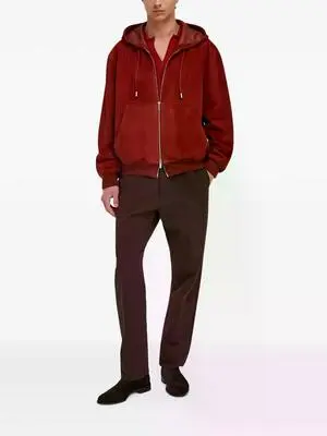 FERRAGAMO Suede Blouson With Hood - Red