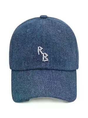 Ruslan Baginskiy Crystal-embroidered Denim Baseball Cap - Blue