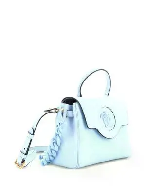 Versace La Medusa Top Handle Leather Small Satchel Bag - Blue